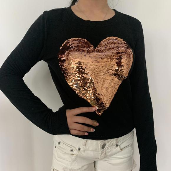 Sweaters | Forver 21 Sequin Heart Long | Poshmark